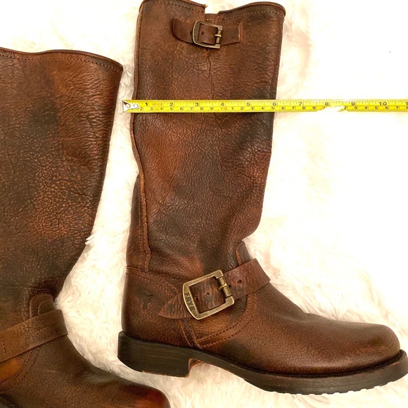 Frye | Shoes | Frye Veronica Distressed Brown Leather Riding Boot ...